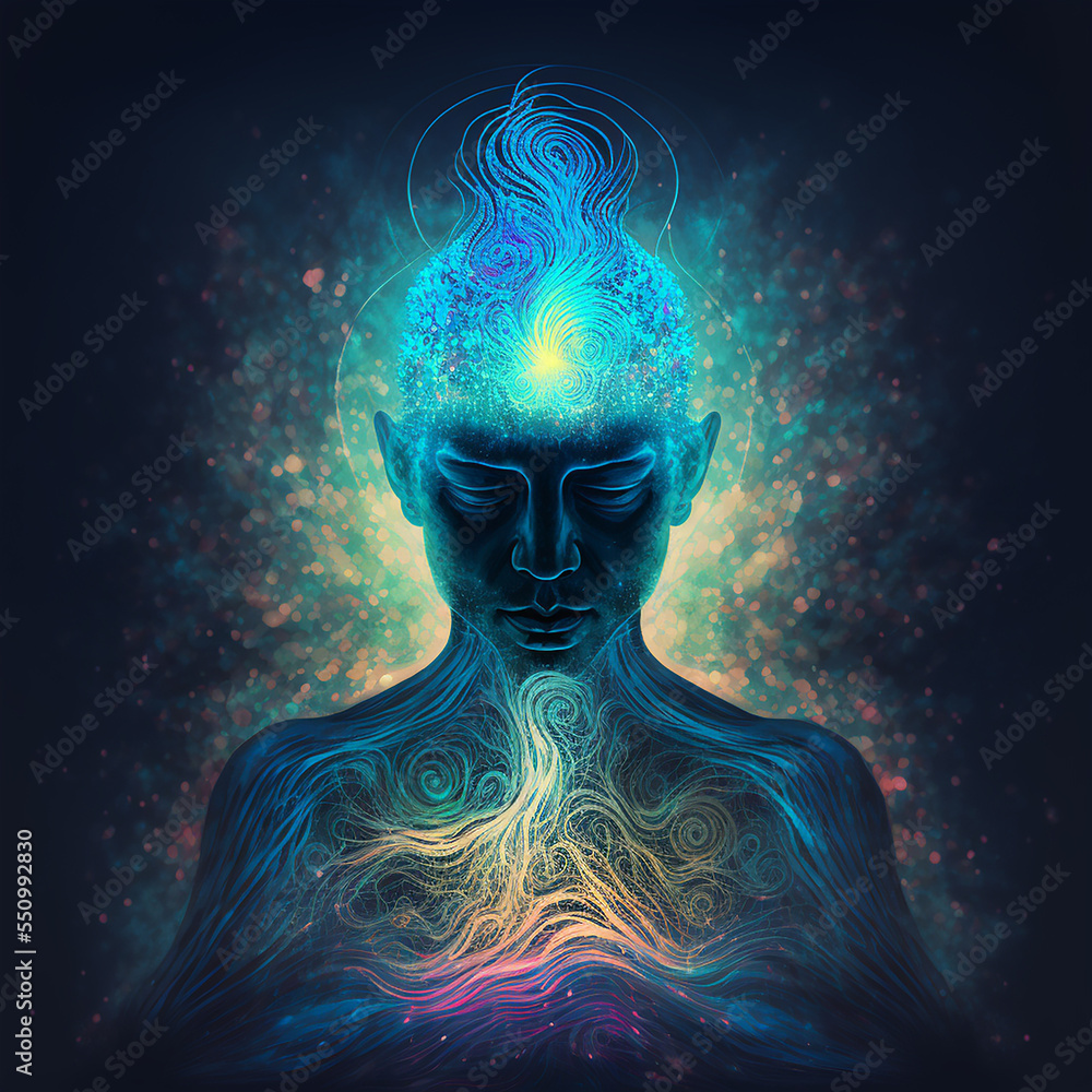 Ai generated meditation energy god. Created using ai generative. Stock Illustration | Adobe Stock