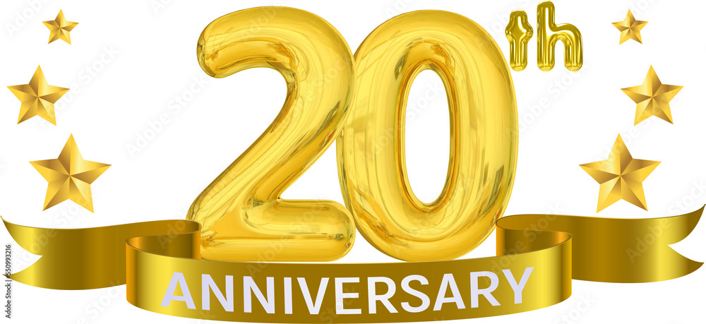 20th year anniversary gold balloon Stock Photo | Adobe Stock
