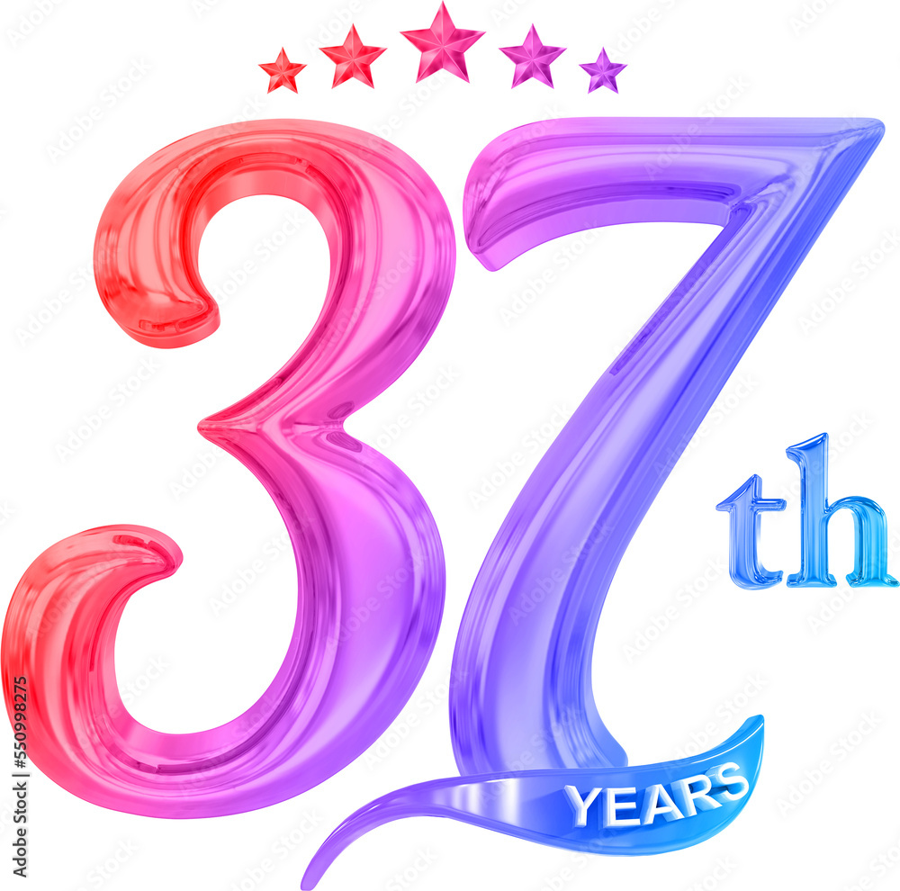 37th year anniversary 3d number Stock Illustration | Adobe Stock