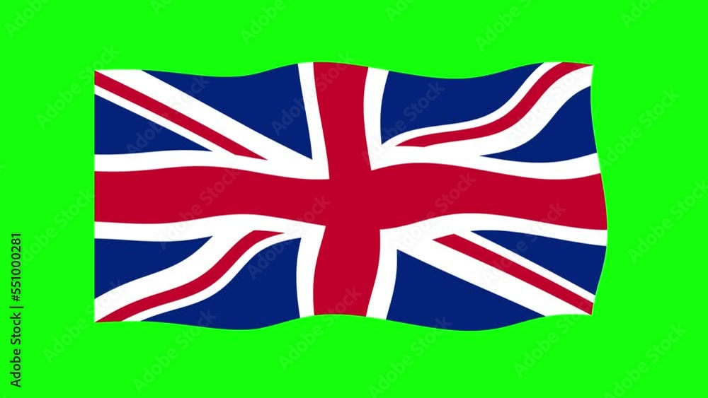 United Kingdom Waving Flag 2D Animation on Green Screen Background ...