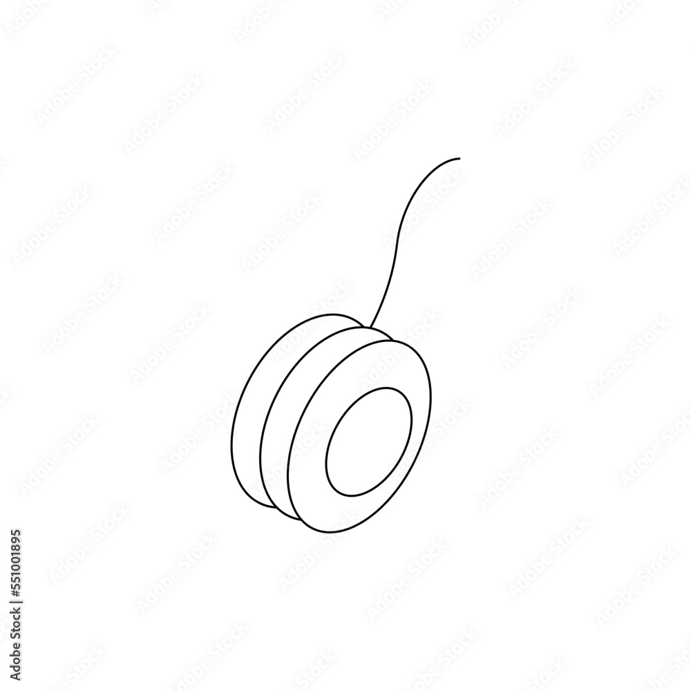 Yo-yo or yoyo toy on string line art vector isolated on white ...