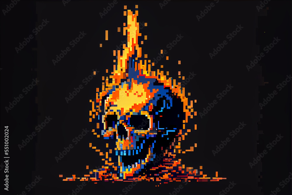Pixel art 8 bit skull Stock Illustration | Adobe Stock
