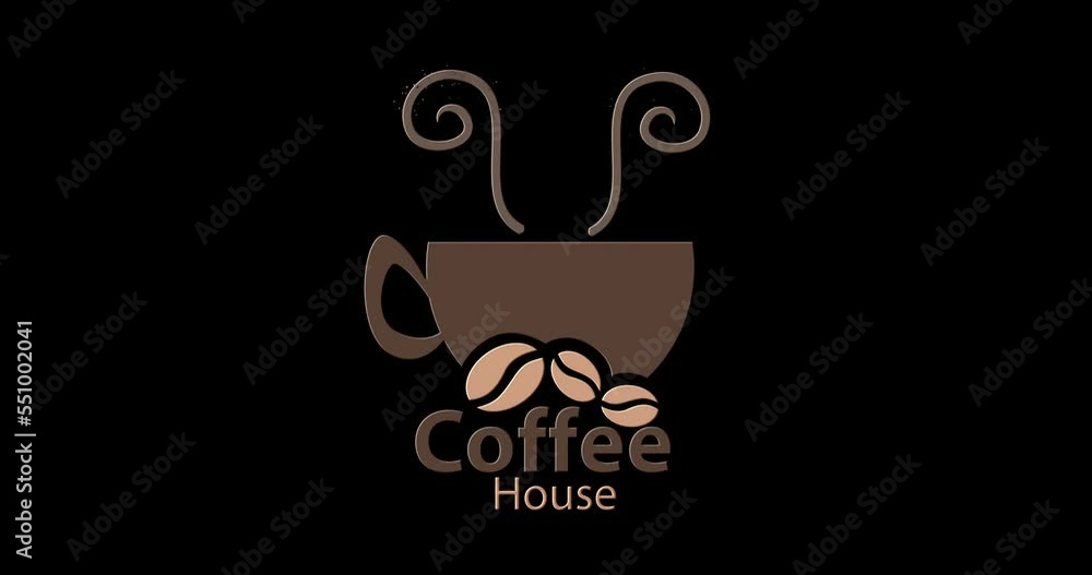 Cute Coffee Icon Logo Animation with Liquid Particles on Transparent ...