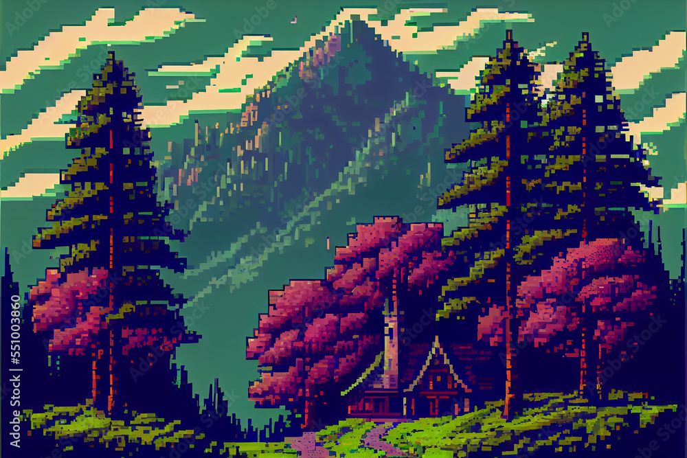 8 Bit Pixel art landscape Stock Illustration | Adobe Stock