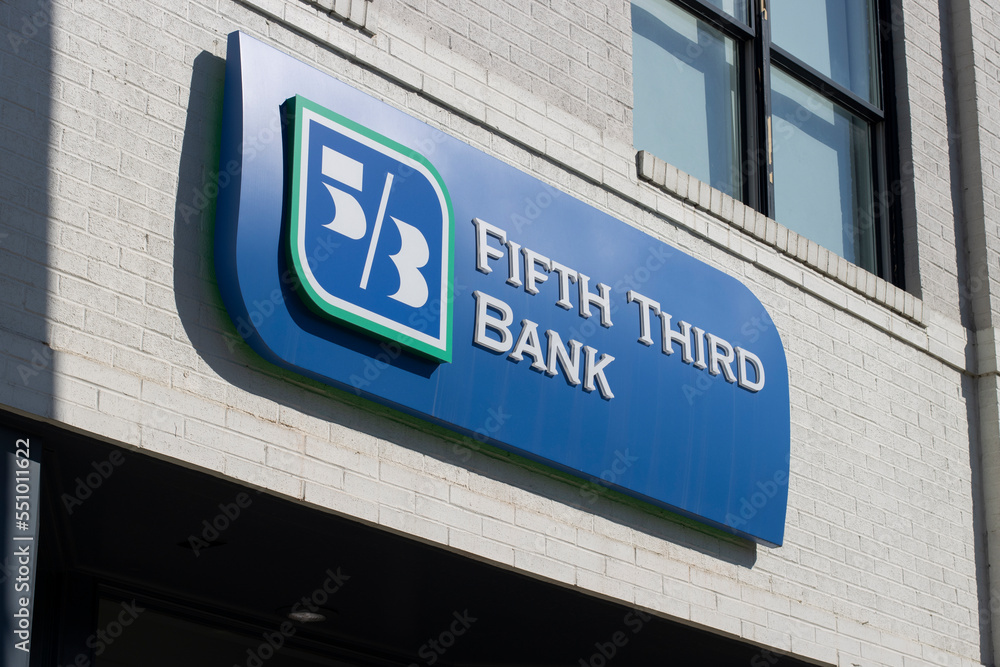Charlotte, NC, USA - June 18, 2022: Fifth Third Bank logo is seen at ...