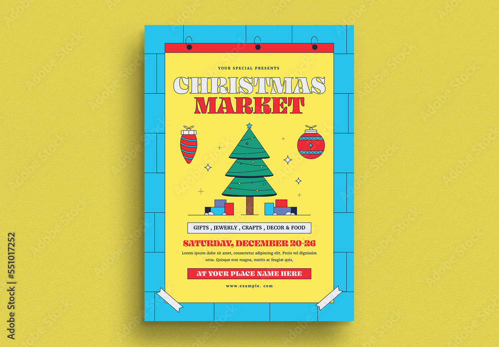 Christmas Craft Fair Event Flyer Stock Template | Adobe Stock