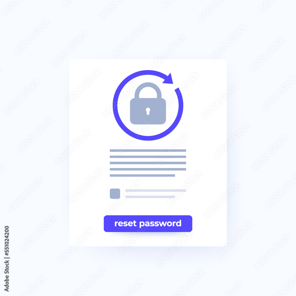 password reset form with button, vector ui design Stock Vector | Adobe ...