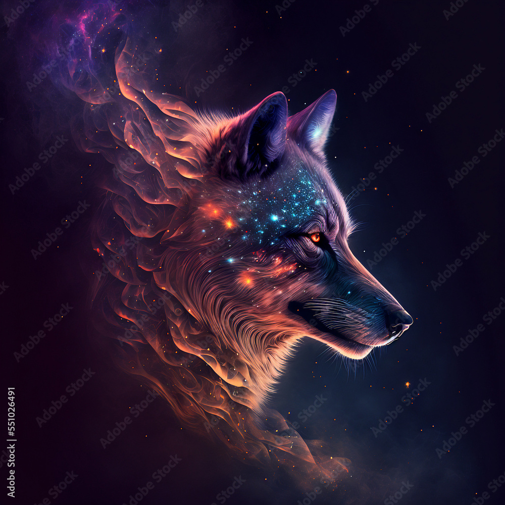 Wolf im Galaxienebel, made by AI, künstliche Intelligenz, AI Art ...