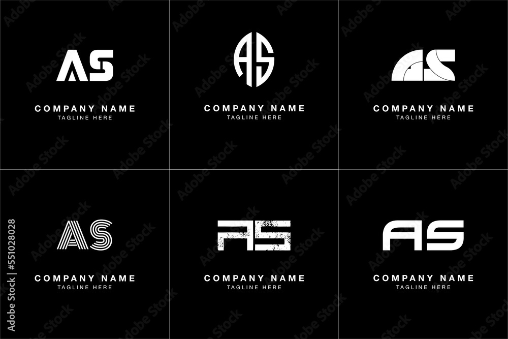AS letter modern luxury logo in black and white color (bold and thin ...