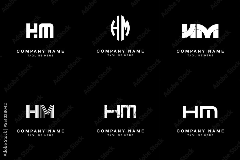 HM letter modern luxury logo in black and white color (bold and thin ...