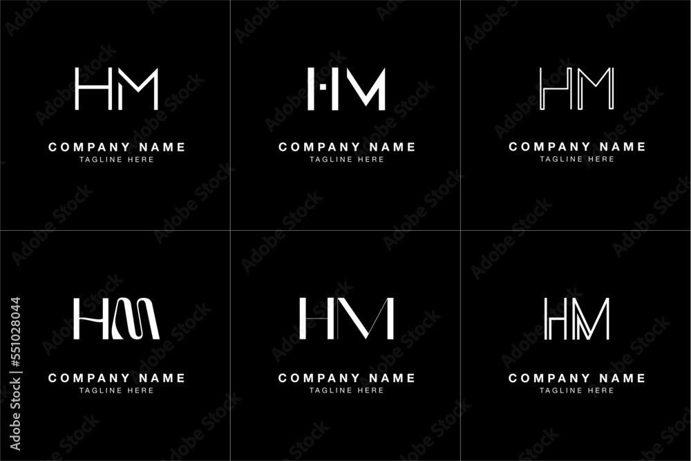 HM letter modern luxury logo in black and white color (bold and thin ...