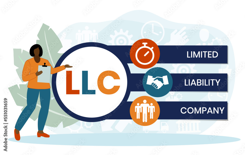 LLC - Limited liability company acronym. business concept background ...