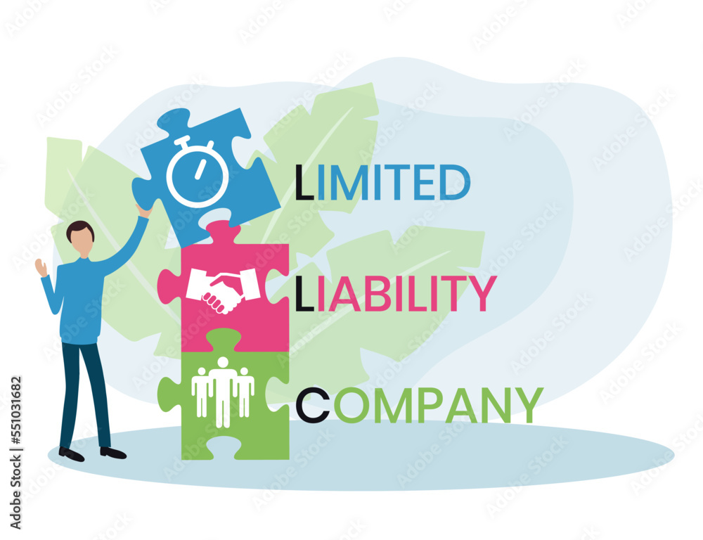 LLC - Limited liability company acronym. business concept background ...