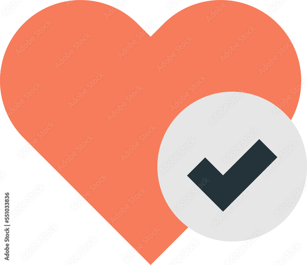 heart and check mark illustration in minimal style Stock Illustration ...