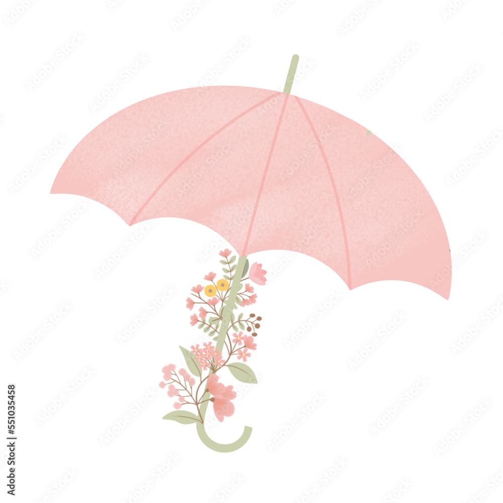Png illustration of pink umbrella with flowers, suitable for design of ...