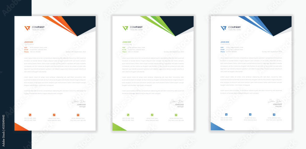Corporate letterhead design stationery set, Business letterhead bundle ...