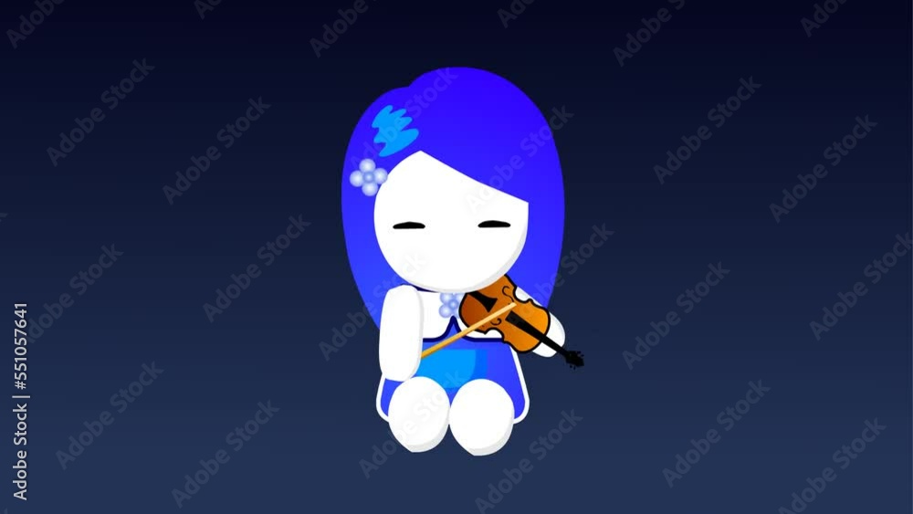 Cartoon girl playing guitar 2d animated background, animation of a ...