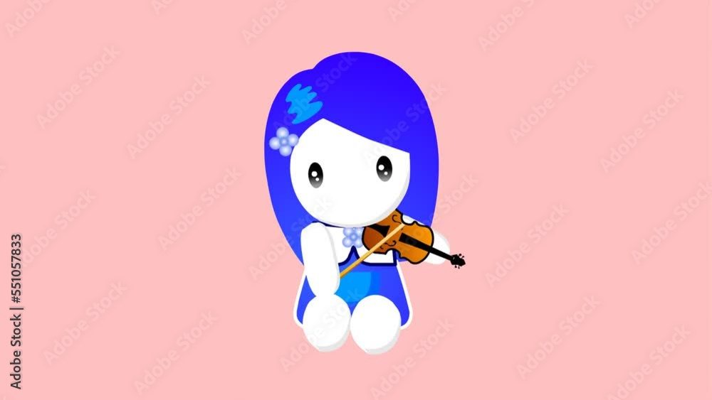 Vidéo Stock Cartoon girl playing guitar 2d animated background ...