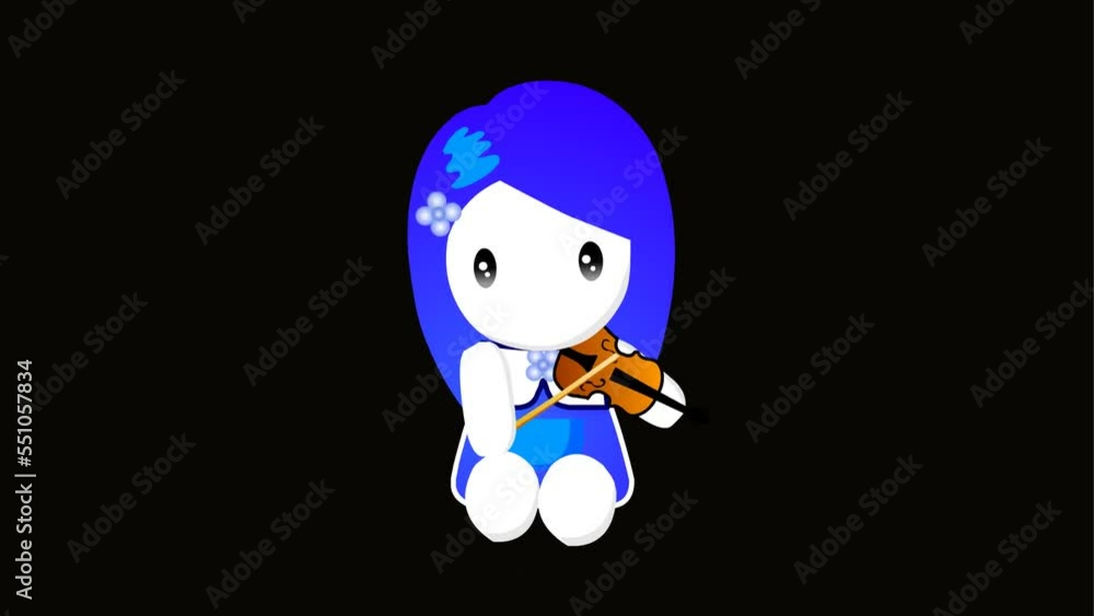 Cartoon girl playing guitar 2d animated background, animation of a ...