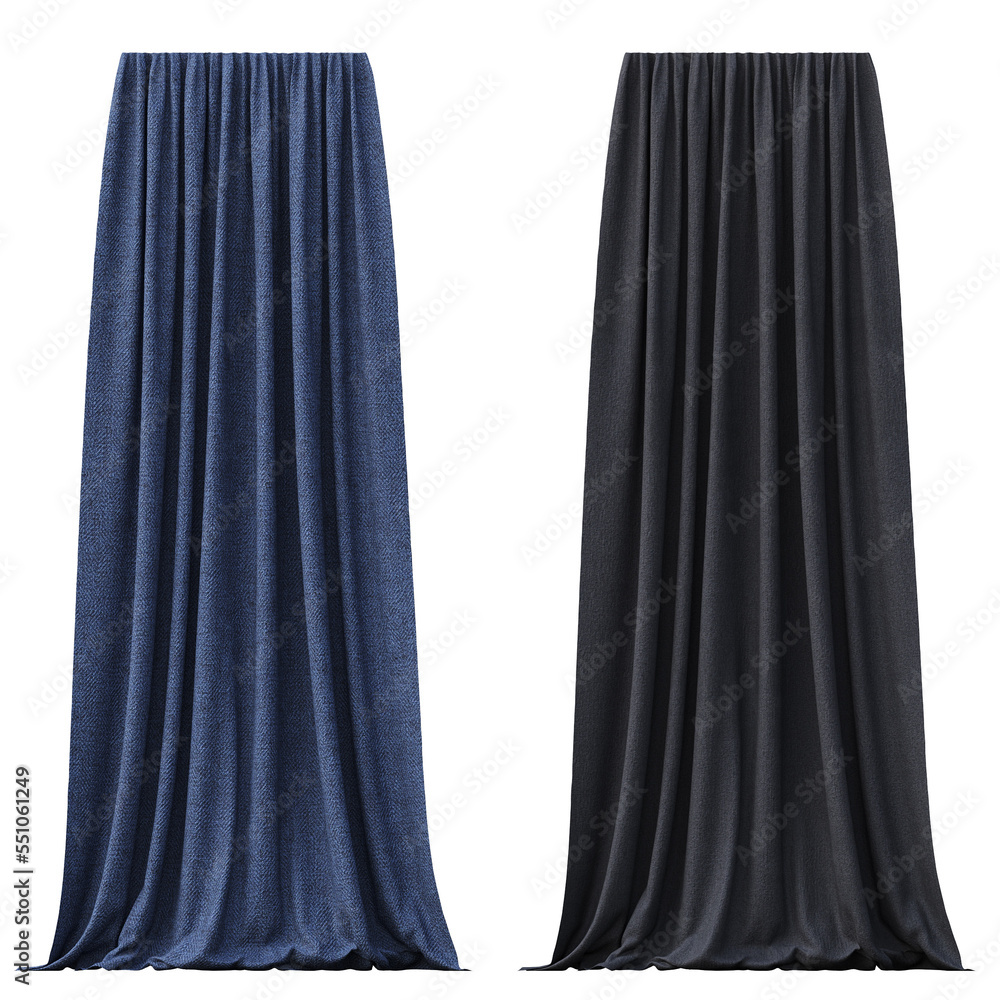 curtain isolated on a transparent background, interior furniture, 3D ...