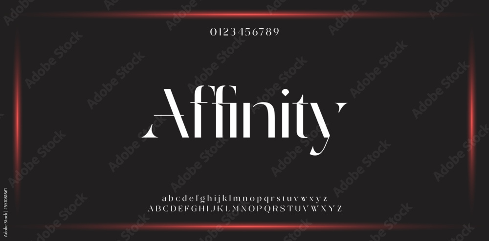 Vetor de AFFINITY Minimal luxury Font and Alphabets. Unique tech ...