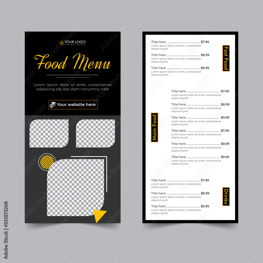 food flyer for restaurant menu card design, cooking recipe for fast ...