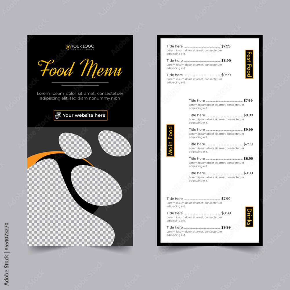 food flyer for restaurant menu card design, cooking recipe for fast ...