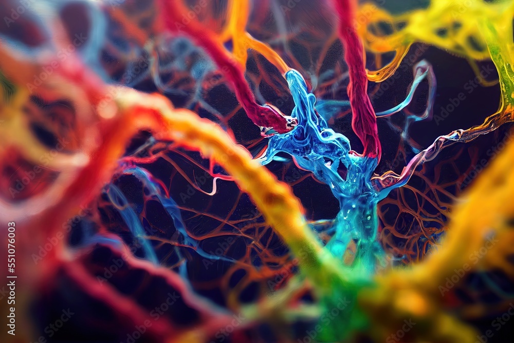 High-tech neural network and cell network, beautiful solar system ...