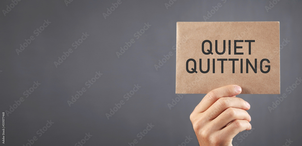 Human showing Quiet Quitting message. Business concept Stock Photo ...