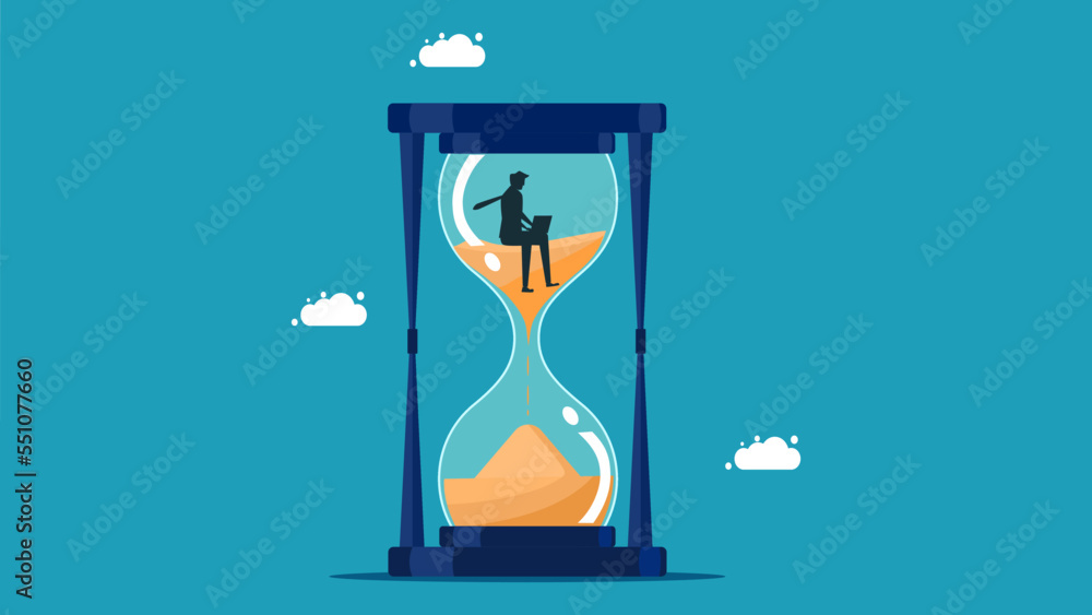 Work against time. Efficiency in working time. Businessman working with ...