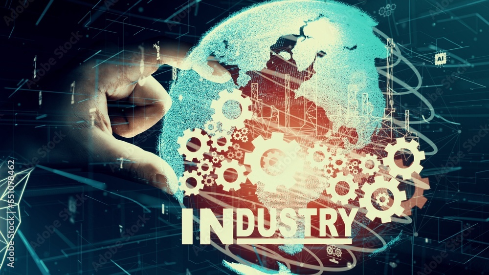 Futuristic industry 4.0 and inventive mechanized engineering concept ...