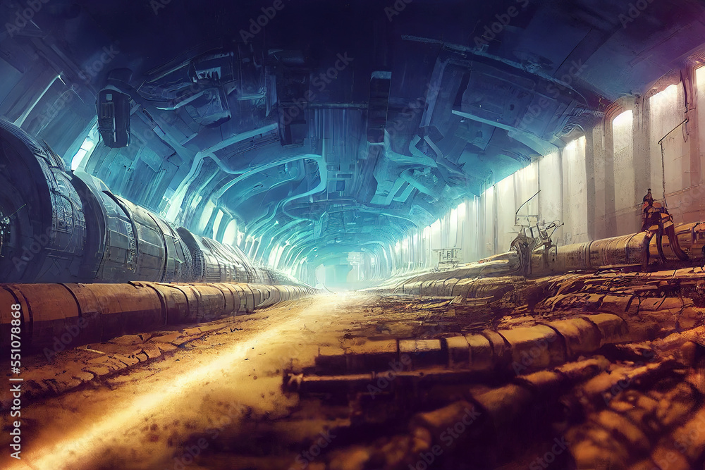 Underground city landscape with futuristic setting. AI generated ...