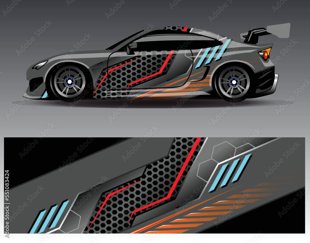 Car wrap design concept. Abstract racing background for wrapping ...