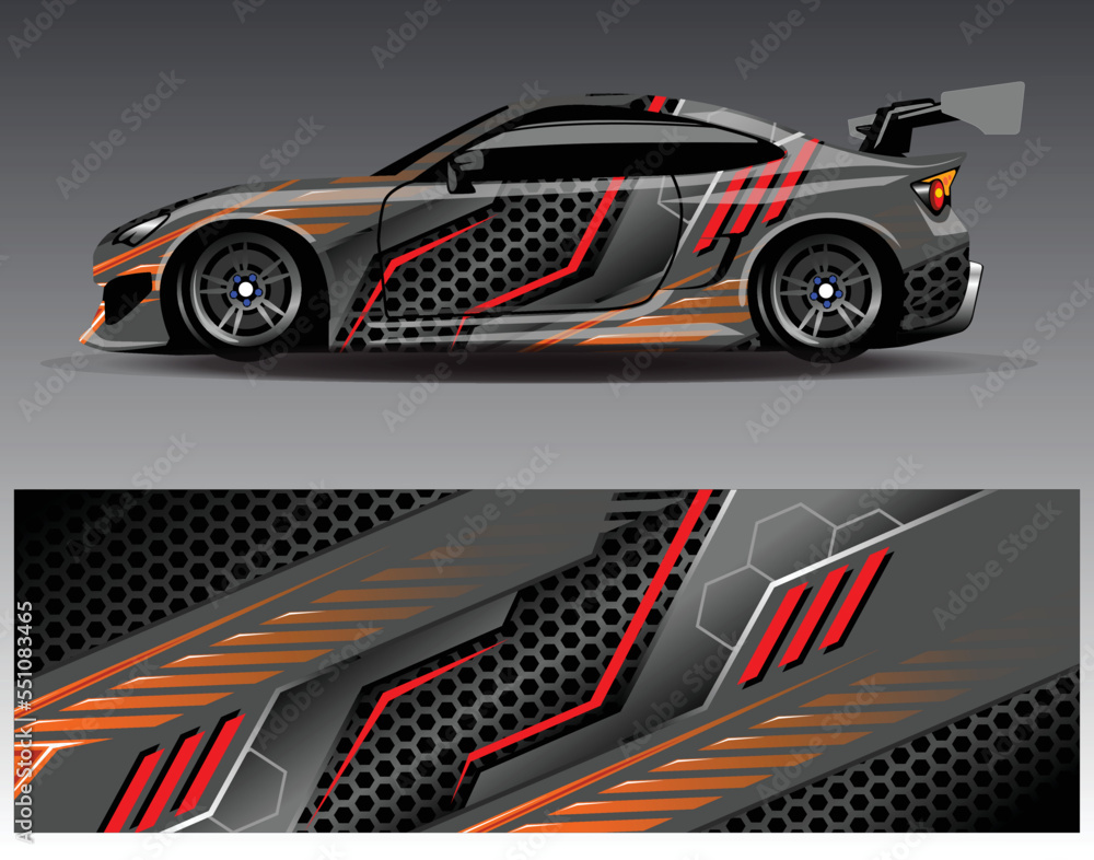 Car wrap design concept. Abstract racing background for wrapping ...