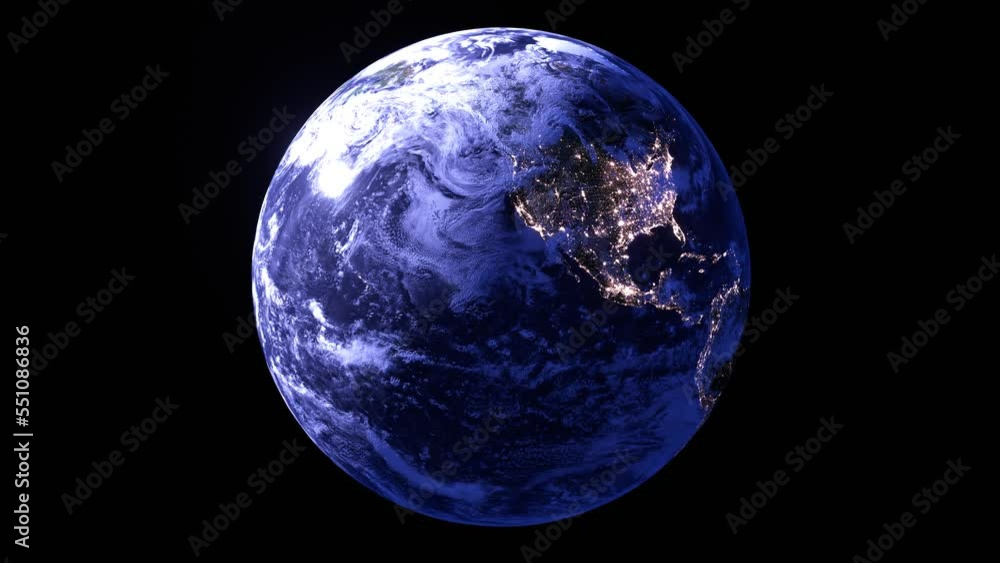 turning 360 degree earth day to night city light view 3d modeling ...