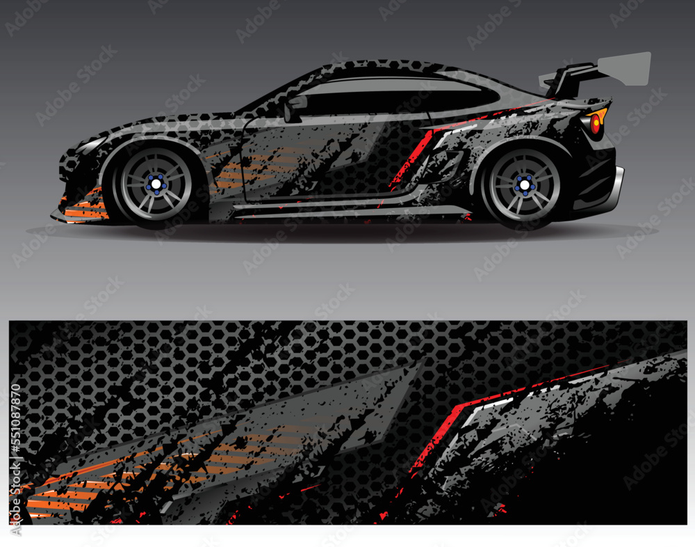 Car wrap design concept. Abstract racing background for wrapping ...