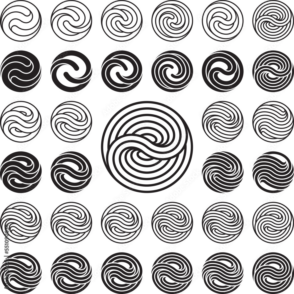 Logo Template. Set of Wavy Circle Logo Templates. Vector Illustration ...