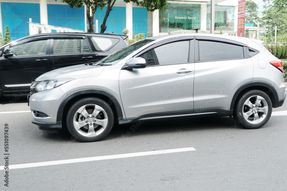 Jakarta, Indonesia ; Luxury mini SUV car in Silver color, all new Honda ...