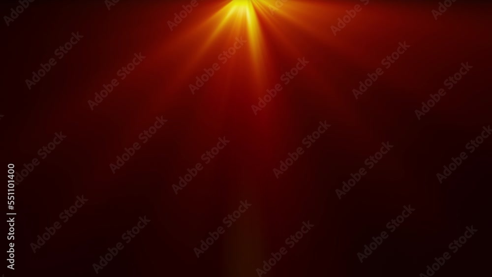 Loop top center orange red optical lens flares shine rays transition ...
