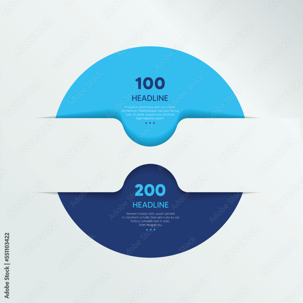 Two elements banner. 2 steps design, chart, infographic, step by step number option, layout ...