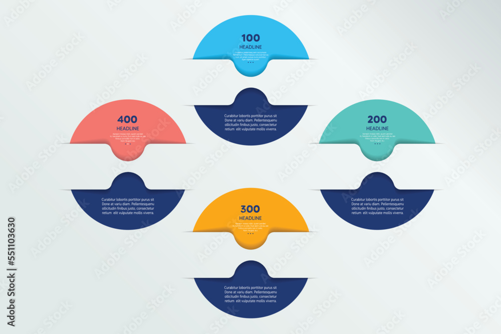Circle infographic template. Round net diagram, graph, presentation ...