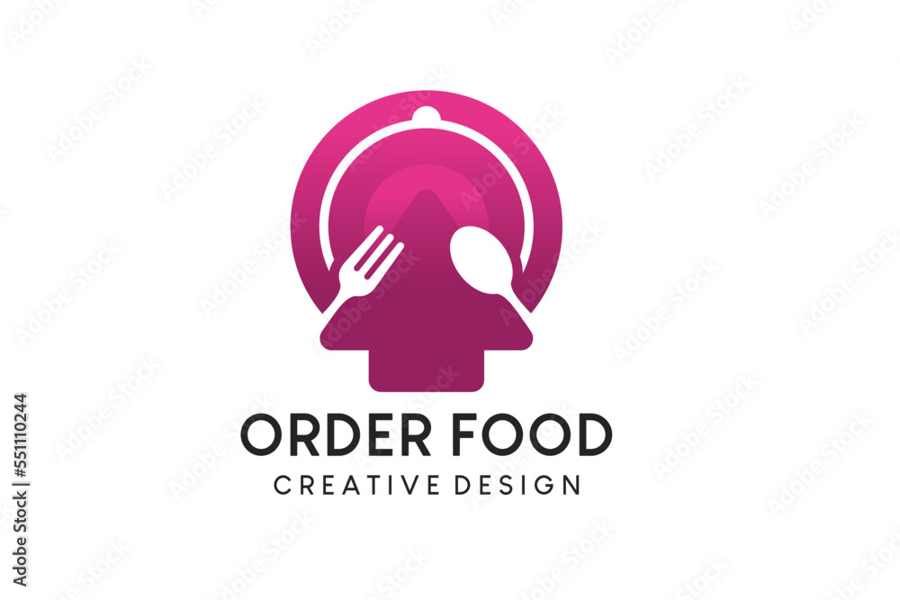 Online food logo design, food order logo vector illustration with ...