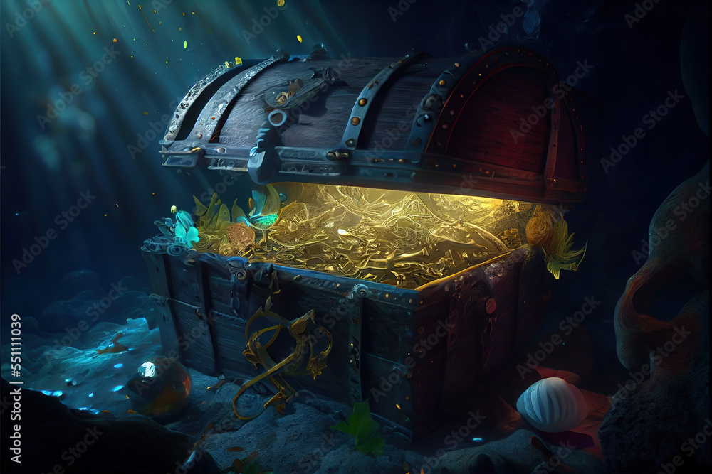 a pirate treasure under the sea. Stock Illustration | Adobe Stock