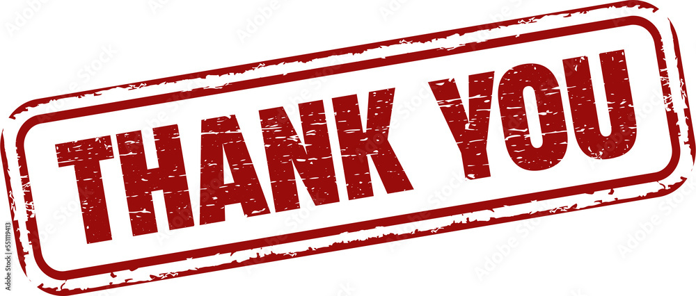 Thank you grunge rubber stamp. Vintage old red color texture frame ...