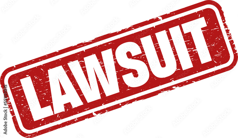 Lawsuit grunge rubber stamp. Vintage old red color texture frame ...