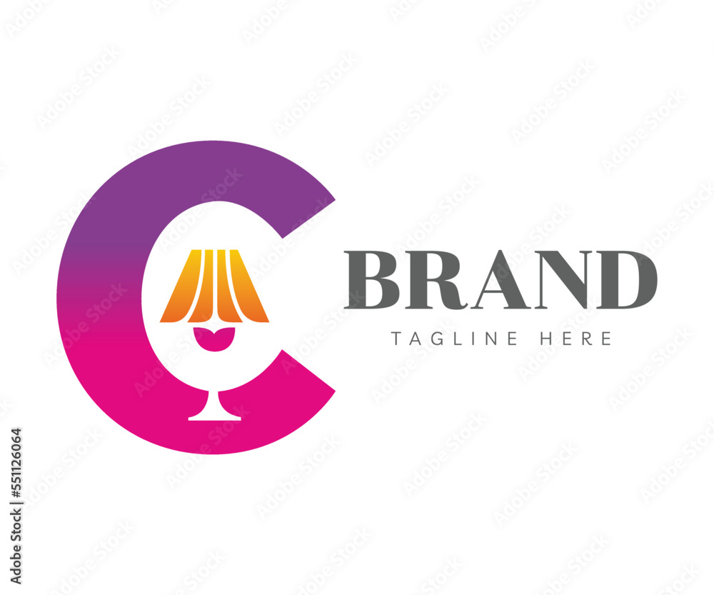 Letter C logo icon design template elements. Gradient purple rounded ...