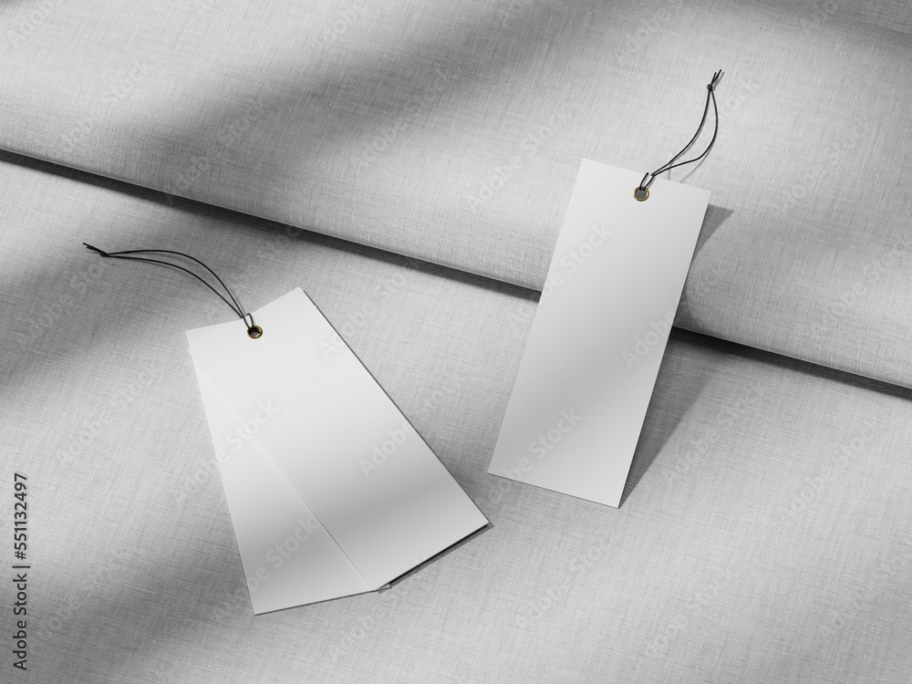 Blank white square label mockup, clothing tag, 3d rendering, 3d ...
