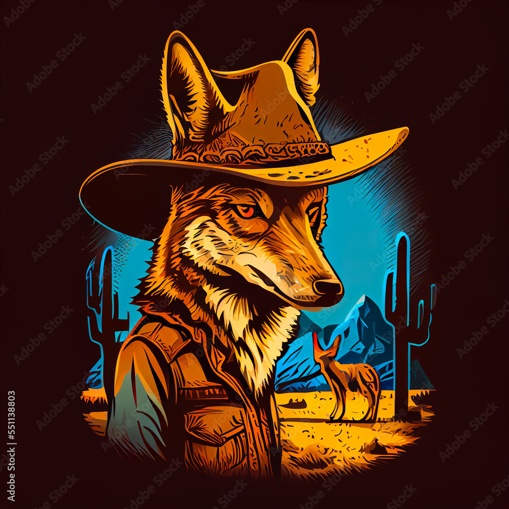 Coyote avatar, cartoon, funny, illustration Stock Illustration | Adobe ...