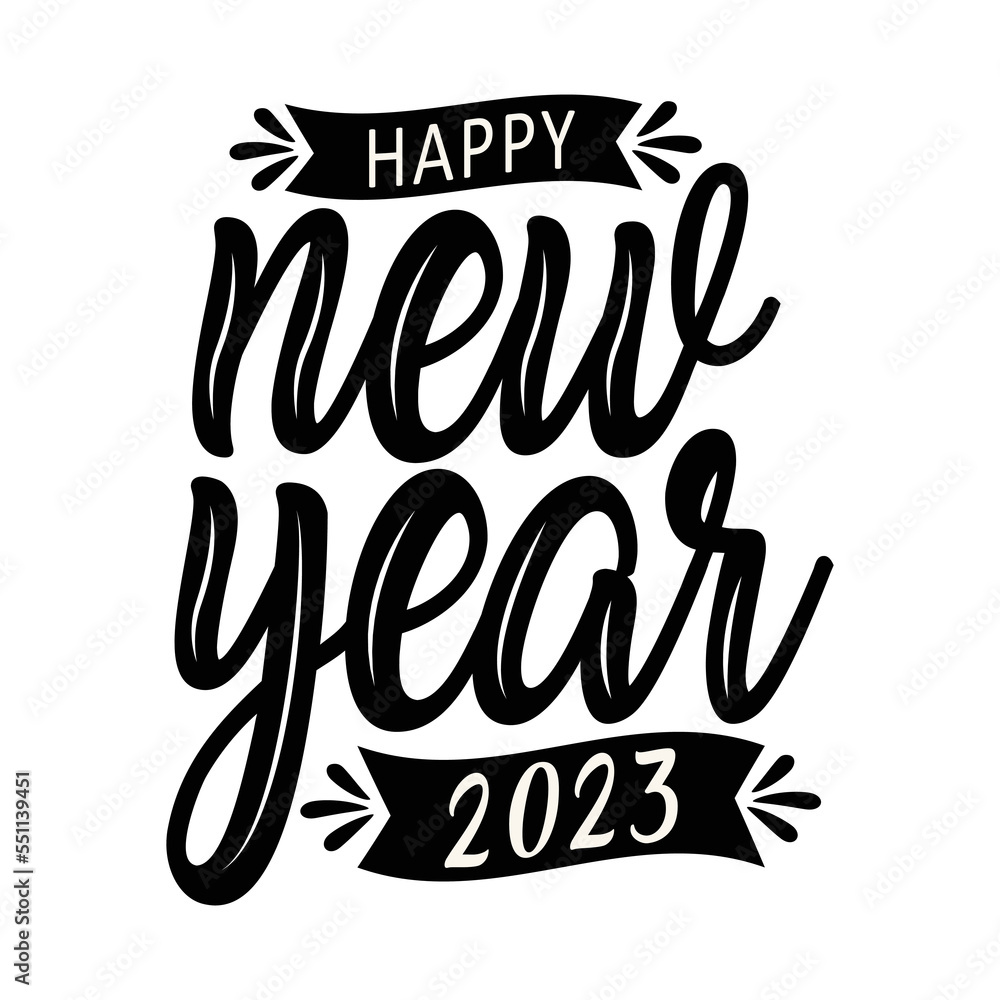 Happy new year 2023 with festive. Lettering Composition With Stars And ...