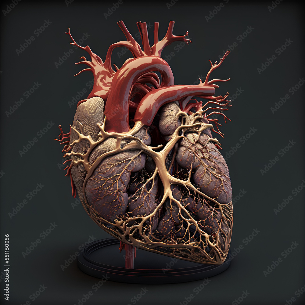 human heart model, anatomy, vessels Stock Illustration | Adobe Stock